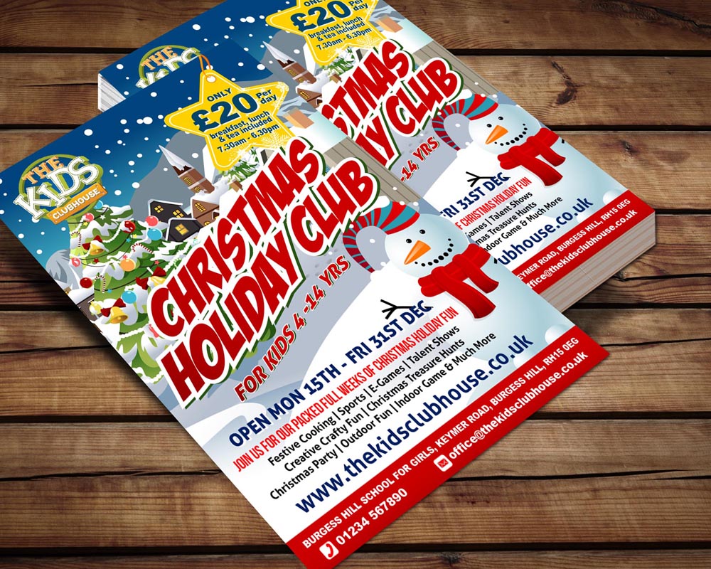 Christmas flyer design for kids holiday club Logo Design - 48hourslogo
