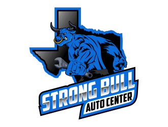 Strong Bull Auto Center Logo Design - 48hourslogo