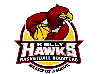 Kelly Hawks Basketball Boosters Logo Design - 48hourslogo